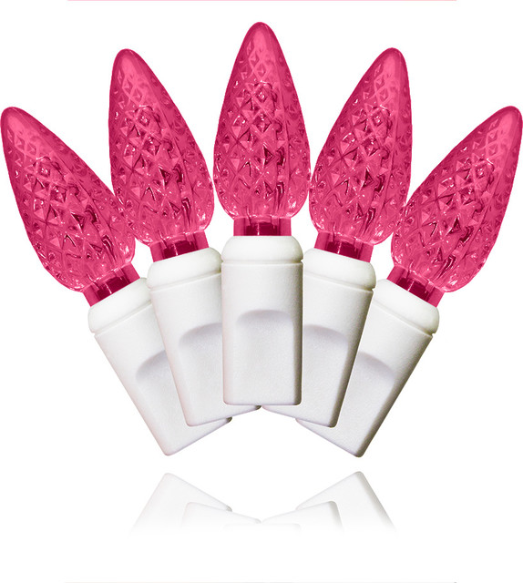 35 C6 Burgundy LED Lights 4" Spacing On White Wire - Contemporary ...