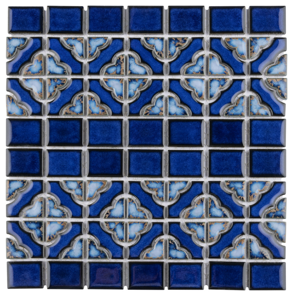 Obelisk Cobalt Delta Mosaic Floor and Wall Tile, Sample - Contemporary ...