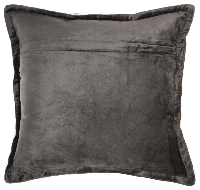 Nourison Home 20"x20" Sofia Solid Velvet Flange Charcoal Throw Pillows, 20"x20" - Transitional ...