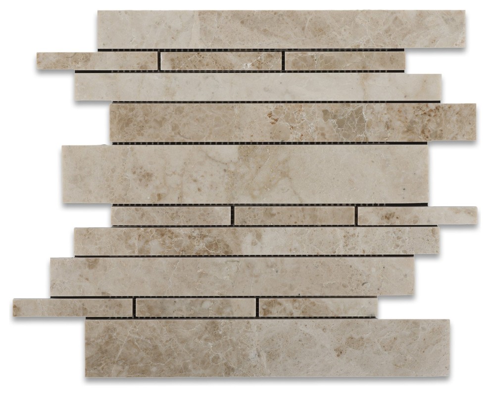 Cappuccino Marble Polished Random Strip Mosaic Tile - Traditional ...