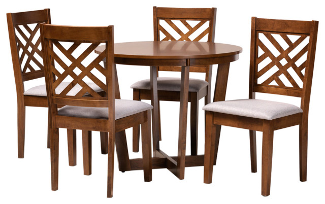 Bucknell Transitional 5-Piece Walnut Effect Dining Set, U-Leg Table ...