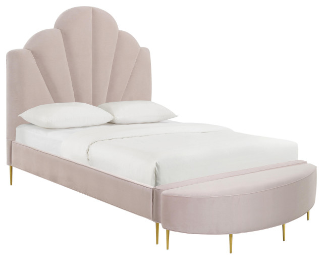 Bianca Blush Velvet Bed in Queen - Midcentury - Platform Beds - by ...