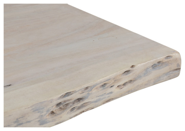 94" White Rectangular Dining Table Live Edge Solid Wood Top Seats 8 or ...