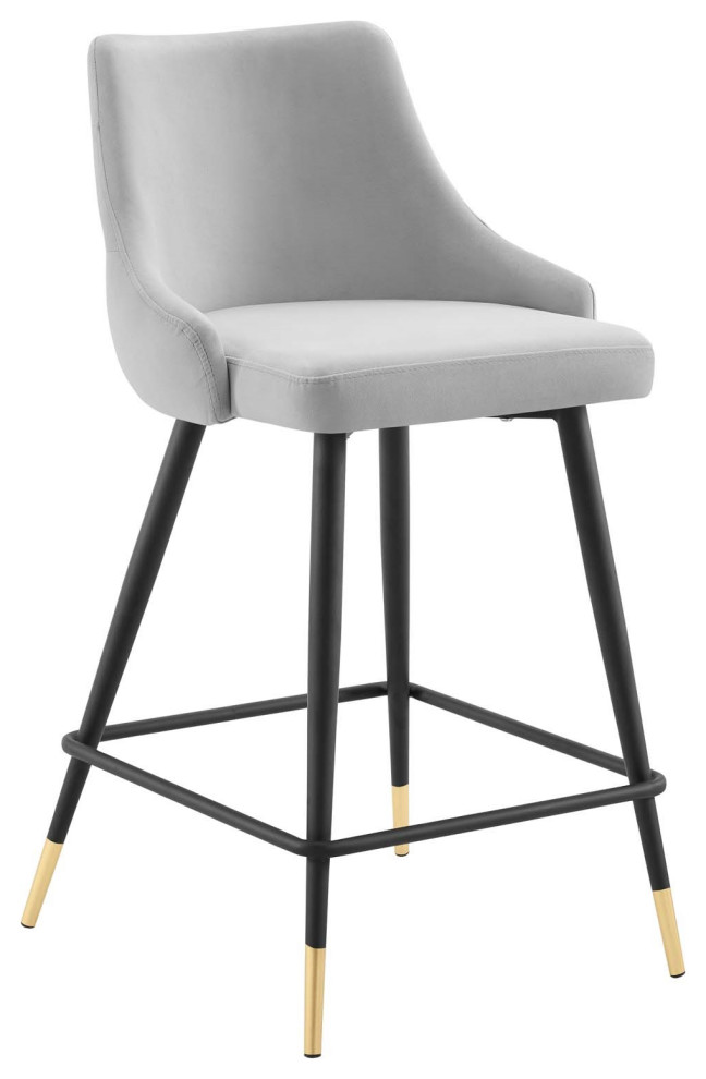 Karina Velvet Bar Stool, Chic Tufted Kitchen Barstool, Glam Luxe Bar ...