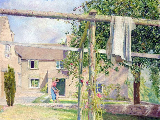 Tile Mural in The Garden By Sir William Rothenstein, 6"x8", 6"x8 ...