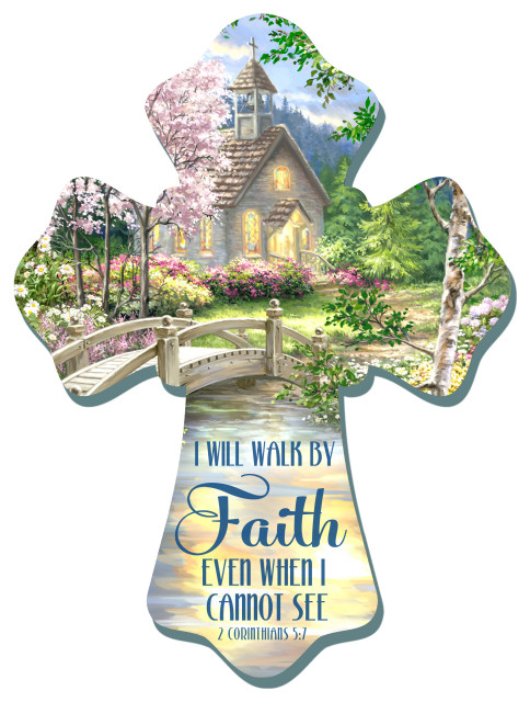 "Walk by Faith" Wooden Cross - Farmhouse - Wall Accents - by Glow Decor ...