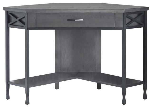 Corner Desk, Hardwood Construction With X-Shaped Accents & Full ...