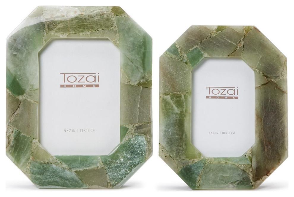 Tozai Set of 2 Green Quartz Photo Frames - Contemporary - Picture ...
