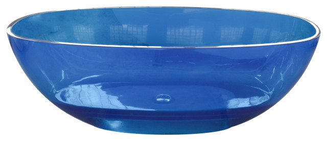 64'' x 29.6'' Freestanding Solid Surface Soaking Bathtub in Translucent ...