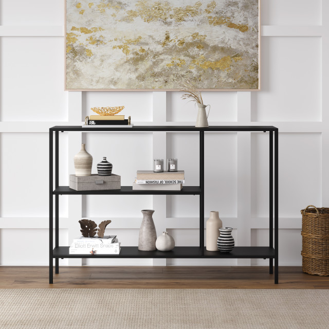 Rustic Metal Console Table With Shelves 47x12x32 - Transitional ...