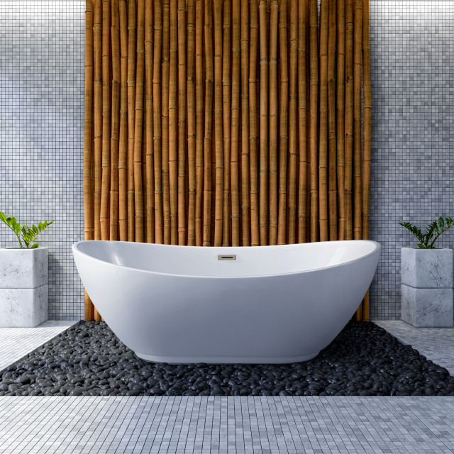 67" Streamline N581BNK Soaking Freestanding Tub and Tray With Internal ...