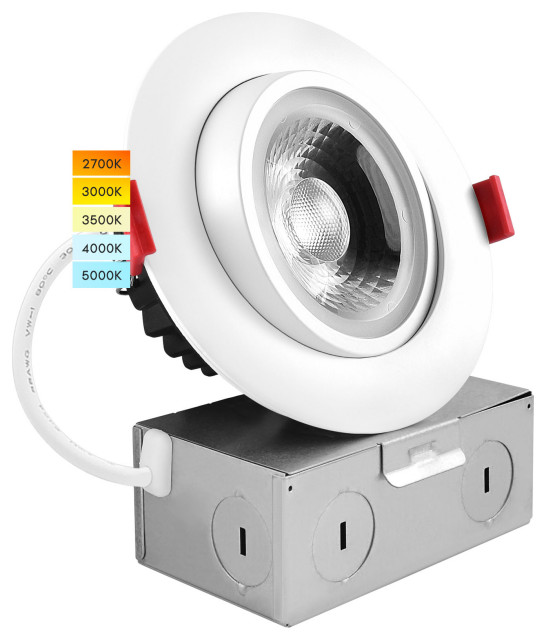 Luxrite 4" Gimbal LED Recessed Light 11W=75W 5CCT 1000LM Dimmable ...