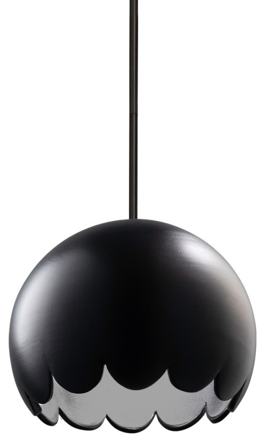 Radiance Scallop Pendant, Carbon, Matte Black, Matte Black, Rigid Stem ...