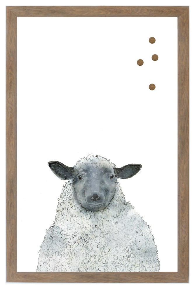 "Sheep" Magnet Board With Brown Frame, 38"x28", 38"x28" - Farmhouse ...