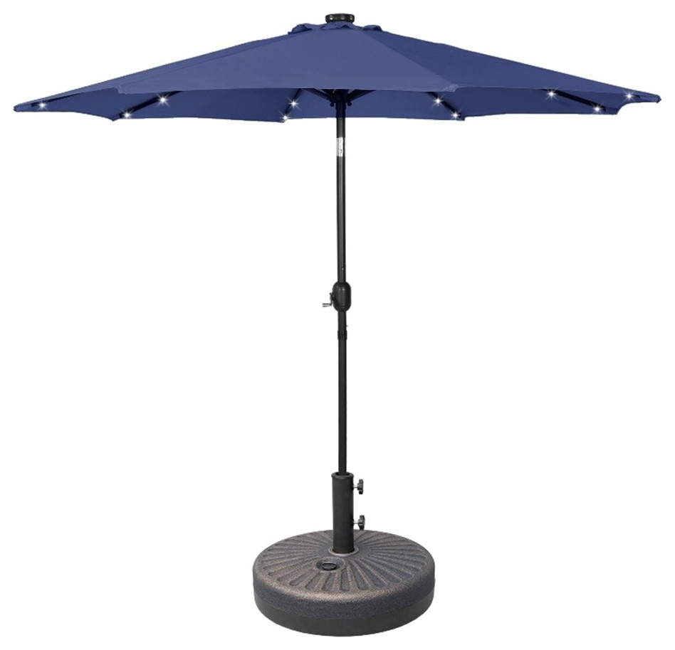 Westlake 9 Ft Solar LED Patio Umbrella with Bronze Round Base Included ...