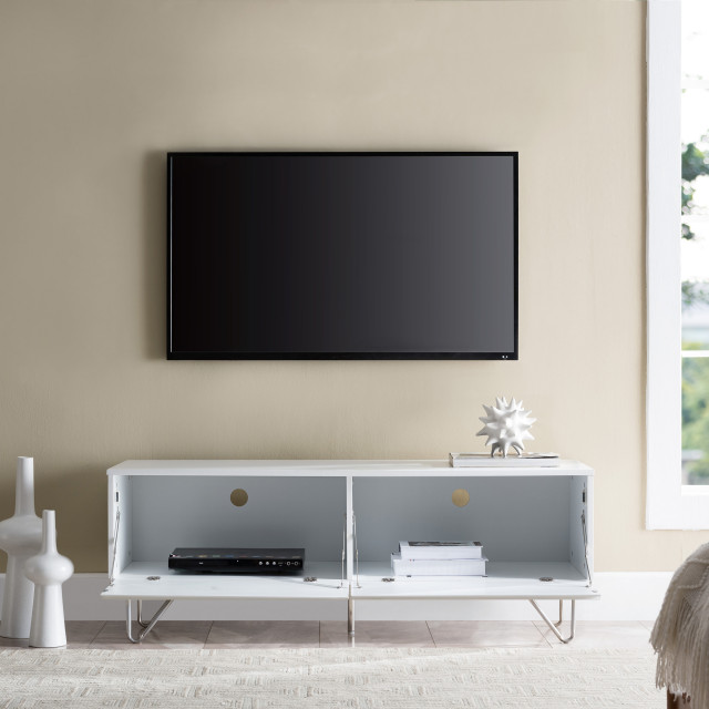 Axminster Media Stand with Storage - Contemporary - Entertainment ...