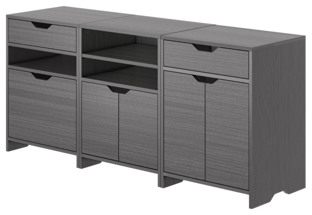 Nova 3-Pc Storage Cabinet Set, Charcoal - Transitional - Storage ...