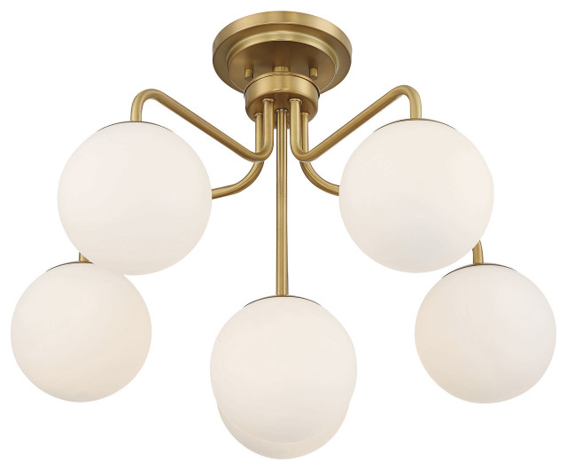 Marco 6-Light Ceiling Light, Warm Brass - Midcentury - Flush-mount ...