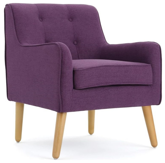 Set of 2 Purple Mid-Century Armchairs with Button Tufted Back and ...