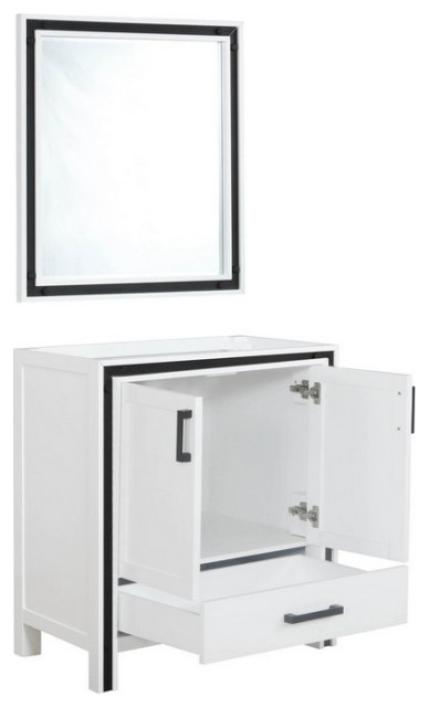 Ziva Transitional White 30" Single Vanity, no Top and 28" Mirror ...