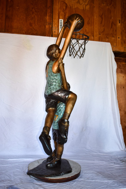 Kids Playing Basketball in Action Life Size Bronze Statue 27" x 17" x ...