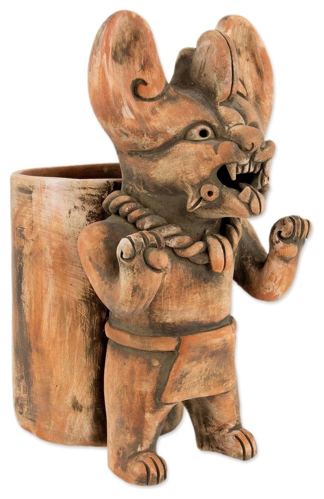 Zapotec Bat Deity Urn II Ceramic Vessel - Farmhouse - Vases - by NOVICA ...