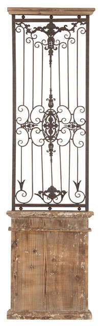 Brown Wood Rustic Arabesque Scroll Wall Decor with Metal Wire 20" x 3 ...