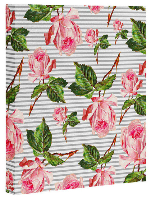 Deny Designs Allyson Johnson Roses And Stripes Art Canvas, 24x30 ...