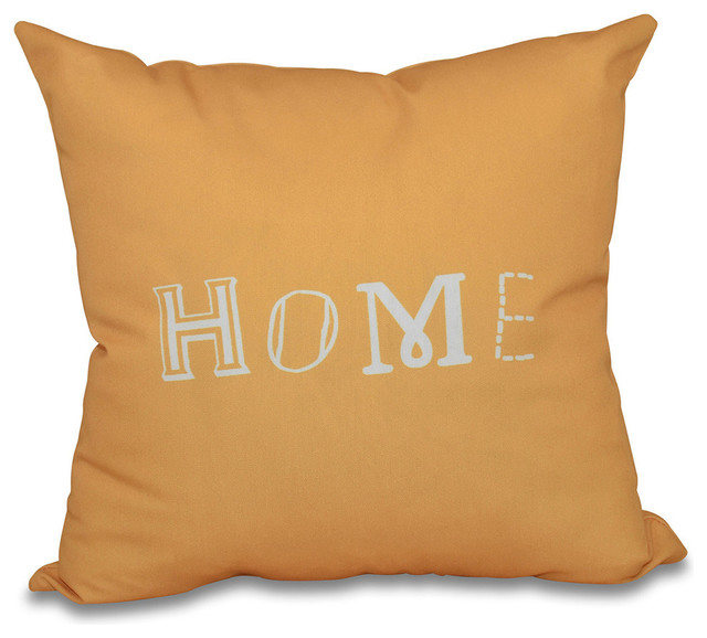 Home, Word Print Pillow, Yellow, 26" x 26" - Contemporary - Decorative ...