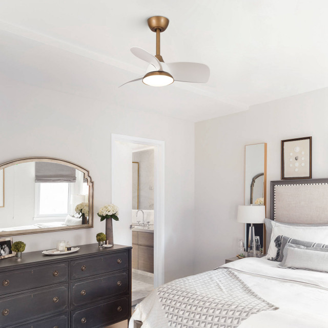 28 in. Modern Integrated LED Indoor Ceiling Fan with Remote Control and ...