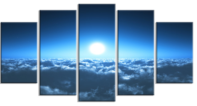 "Night Flight above Clouds" Metal Wall Art, 60"x32" - Contemporary ...