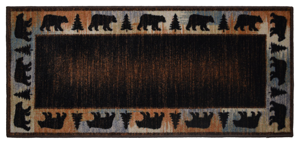 Cozy Cabin Wandering Bear Lodge Accent Rug, 24"x60" - Rustic - Novelty ...
