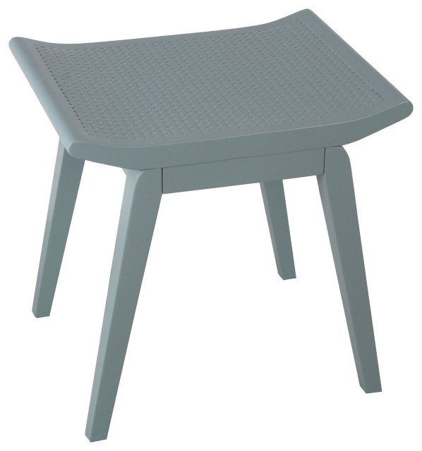 Saddle Design Wooden Stool with Angled Tapered Legs, Blue - Tropical ...