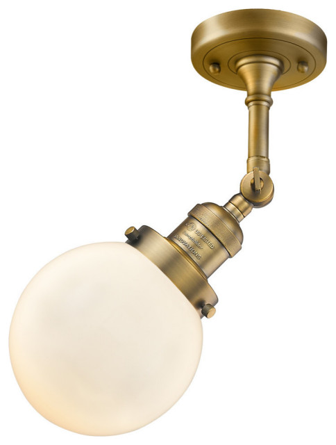 Innovations 1-LT LED Beacon 6" Semi-Flush Mount - Brushed Brass ...
