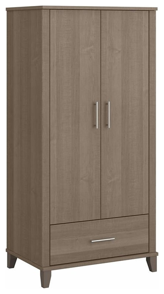 Pemberly Row Tall Entryway Cabinet with Doors in Ash Gray - Engineered ...