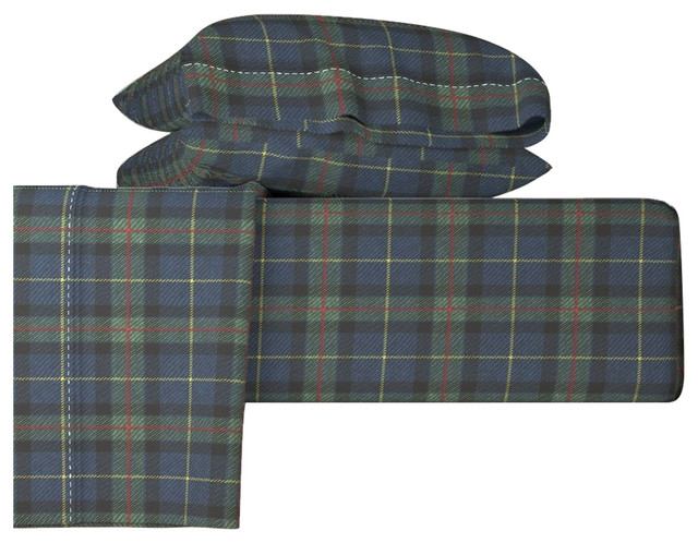 Classic Tartan Red Plaid 4pc Cotton Sheet Set, Queen - Rustic - Sheet ...