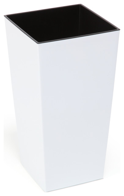 Tall Square Glossy Planter With Insert, Large - Contemporary - Indoor ...