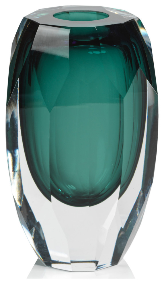 Albi Emerald Cut Glass Vase, 6.5" - Contemporary - Vases - by Zodax | Houzz