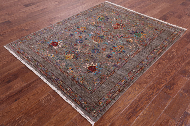 5' 2" X 6' 5" Hand Knotted Persian Tabriz Wool Rug Q9966, 5' 2" X 6' 5 ...