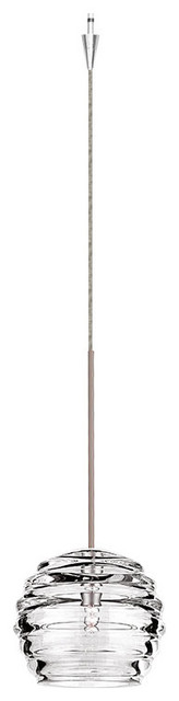 Clarity 1-Light Quick Connect Pendant, Clear Hand Blown Glass, Brushed ...