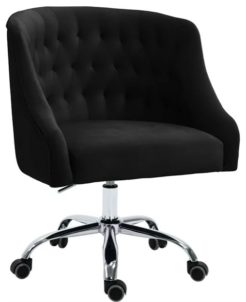Elegant Office Chair, Velvet Seat & Buttonless Tufted Round Back ...