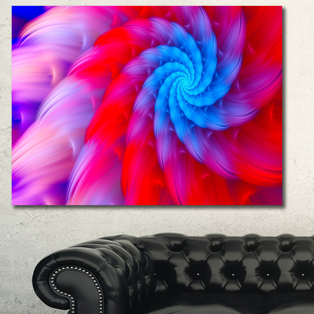 Rotating Red Pink Fractal Flower, Floral Canvas Art Print, 40"x30 ...