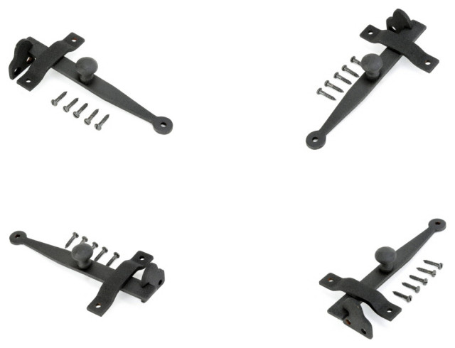 Black Cast Iron Gate Door Latch Bar Catch 6" L Colonial Design with ...