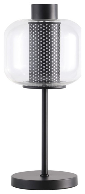 Coaster Ingrid Modern Metal & Glass Shade Bedside Table Lamp in Black ...