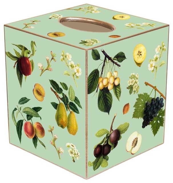 TB1433-Fruit on Aqua Tissue Box Cover - Farmhouse - Tissue Box Holders ...