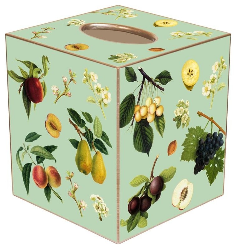 TB1433-Fruit on Aqua Tissue Box Cover - Farmhouse - Tissue Box Holders ...