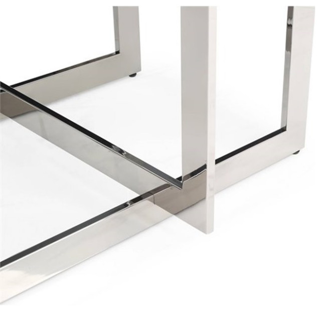 Modrest Keaton Square Modern Stainless Steel & Glass Dining Table ...