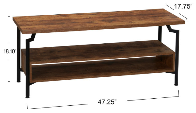 Crown TV Stand, Rectangular Storage Compartment Rustic Hickory, Black ...
