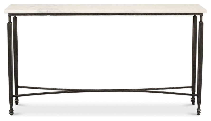 Mykos Console Table White Marble Top Slim - Transitional - Console ...