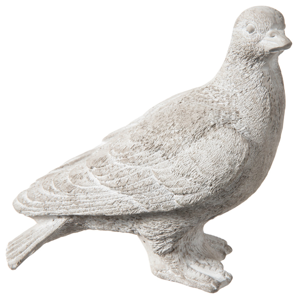 7" Cement Standing Pigeon Figurine Concrete Gray Finish - Contemporary ...